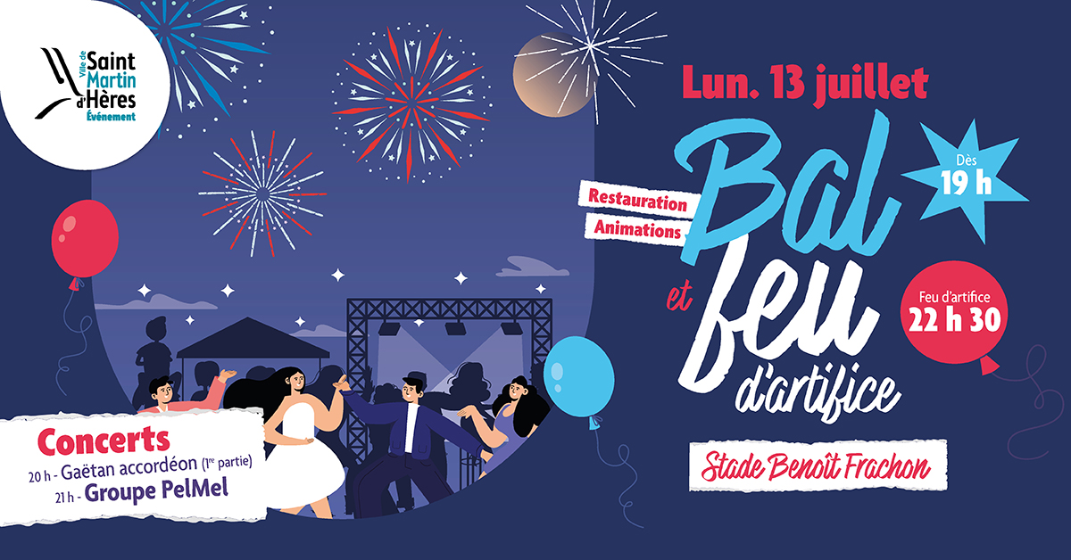 Bal et feu d'artifice à Saint-Martin-d'Hères - Grenoble France